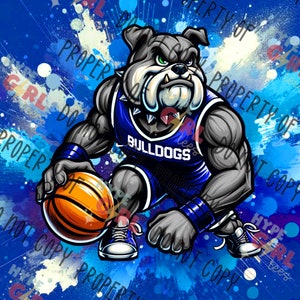 Bulldogs Basketball Mascot PNG, Digital File. Blue and White Variation ...
