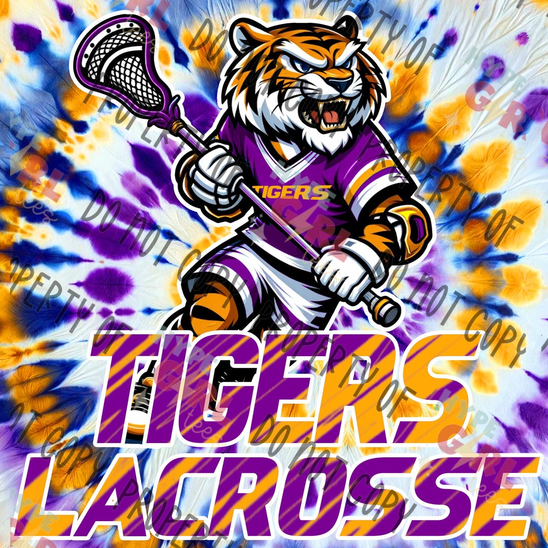Tigers Lacrosse Mascot Design PNG Purple & Gold Variation, Other Colors ...