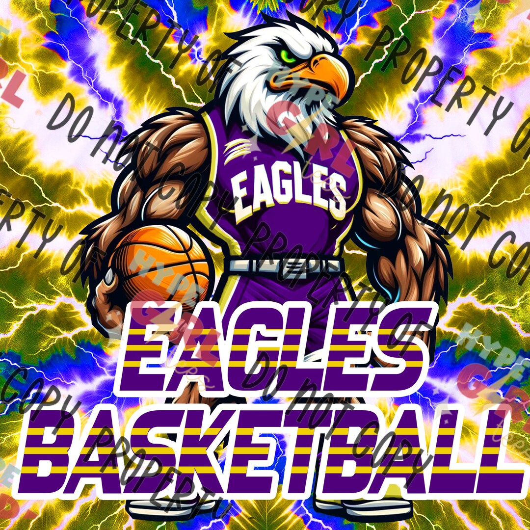 Eagles Basketball Mascot Digital File Purple & Gold Variation. - Etsy