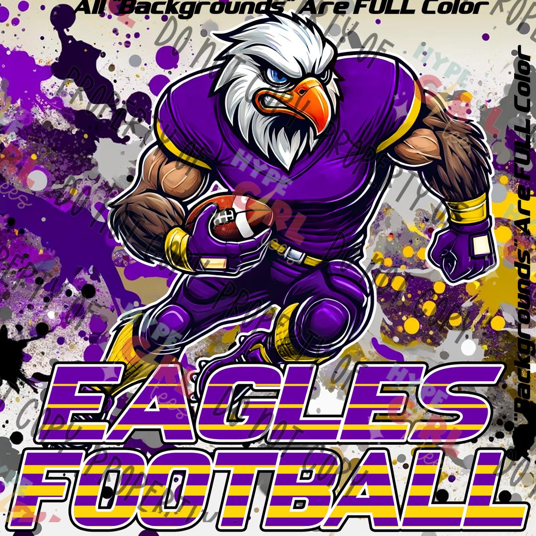 Eagles Football PNG Digital File. Purple & Gold Variation. Other Colors ...