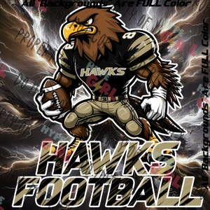 Hawks / Falcons Football PNG Digital File. Black & Vegas Gold Variation ...