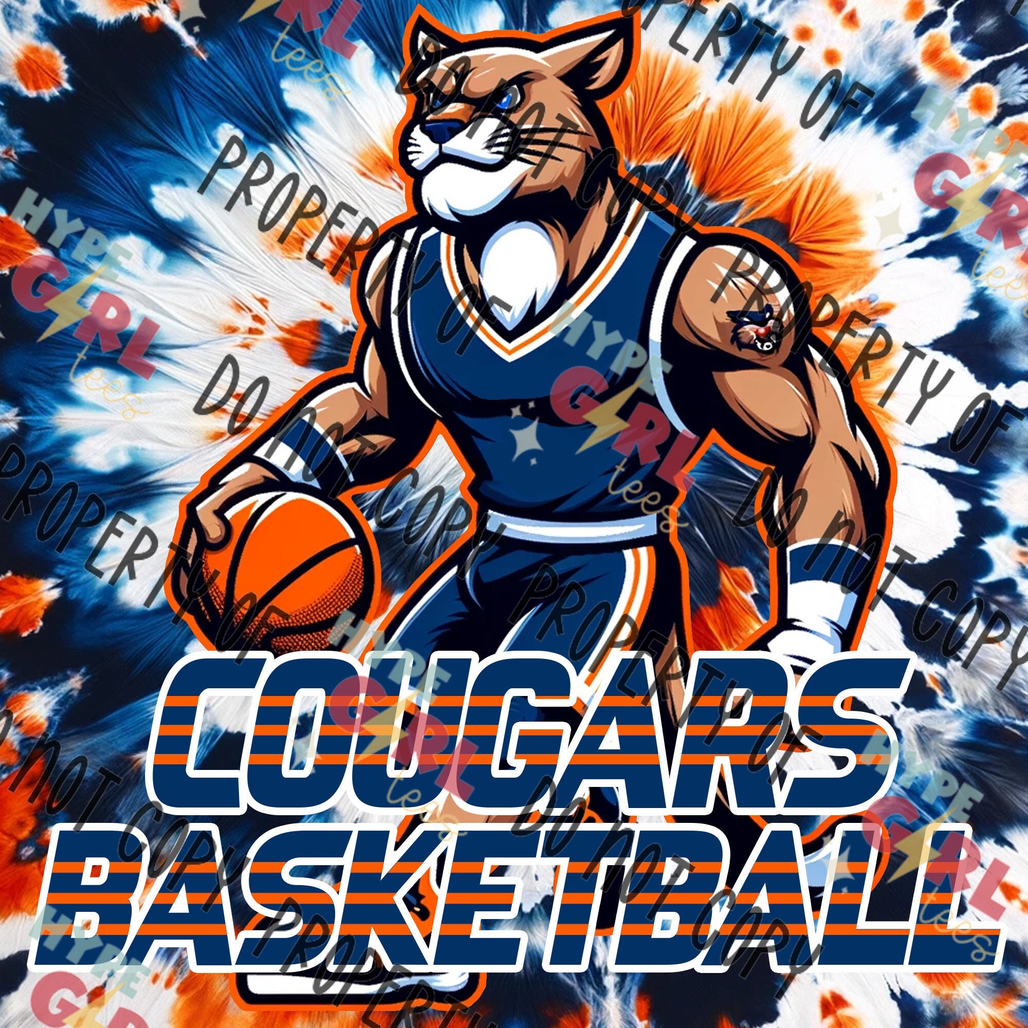 Cougars Basketball Mascot PNG. Blue & Orange Variation. Other Color ...