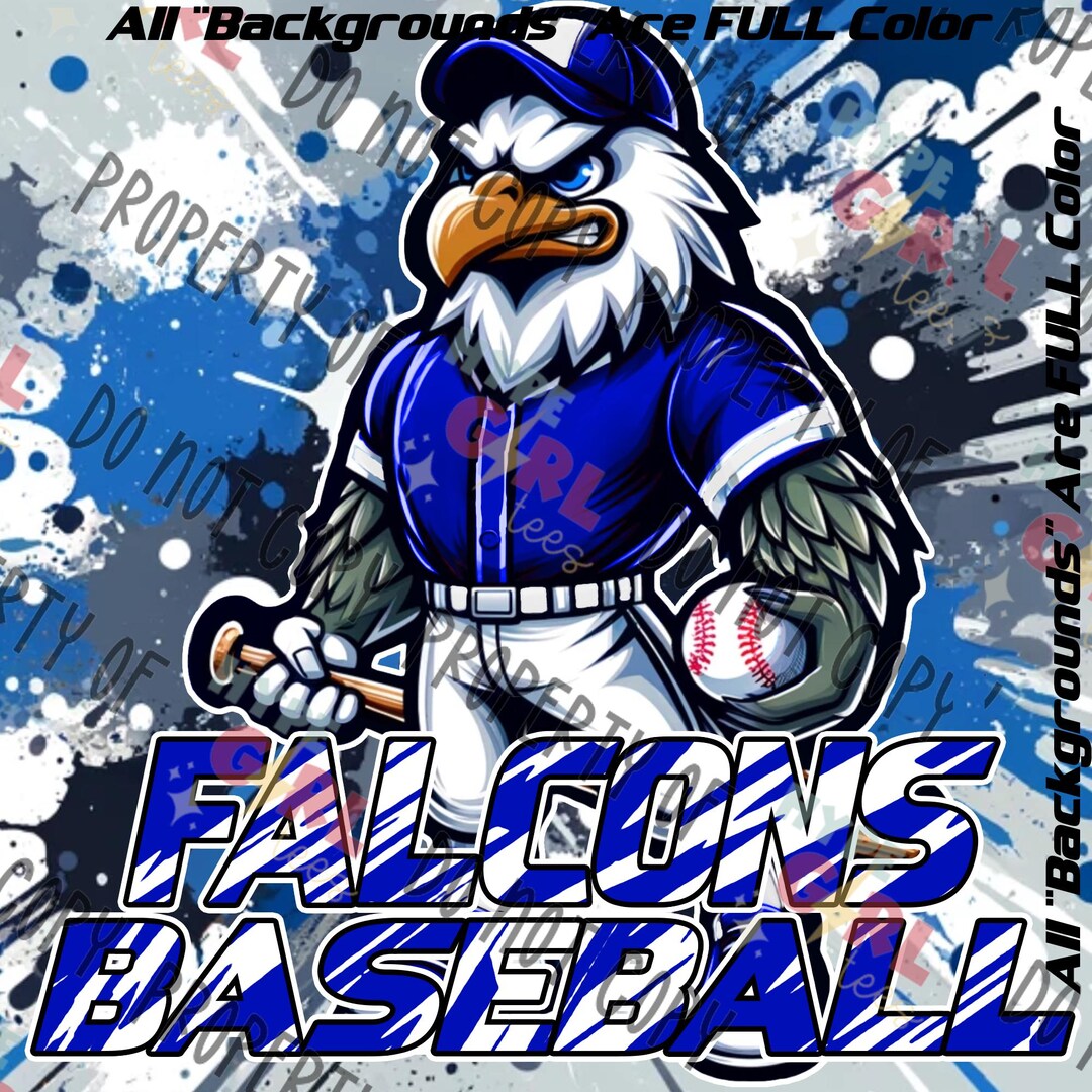 Falcons Baseball / Softball Mascot PNG Digital File. Blue & White ...