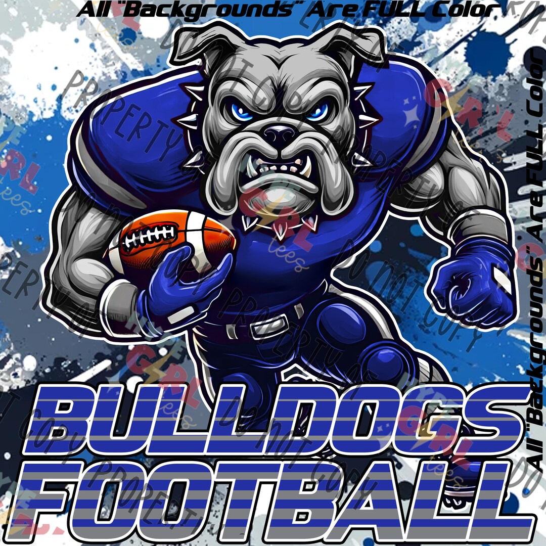 Bulldogs Football PNG Digital File. Blue & Grey Variation. Other Colors ...
