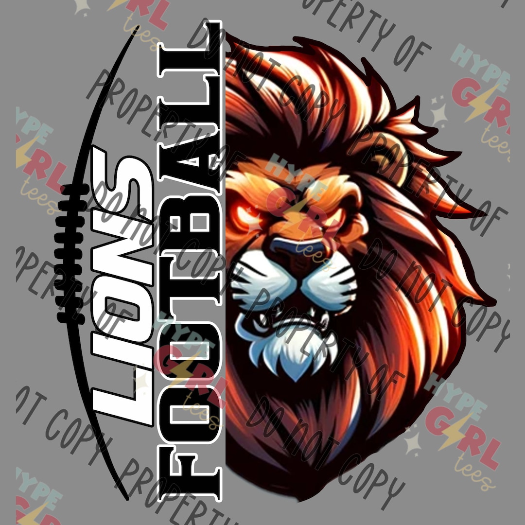 Lions Football Design, Digital File PNG. Instant Download, Ready to ...