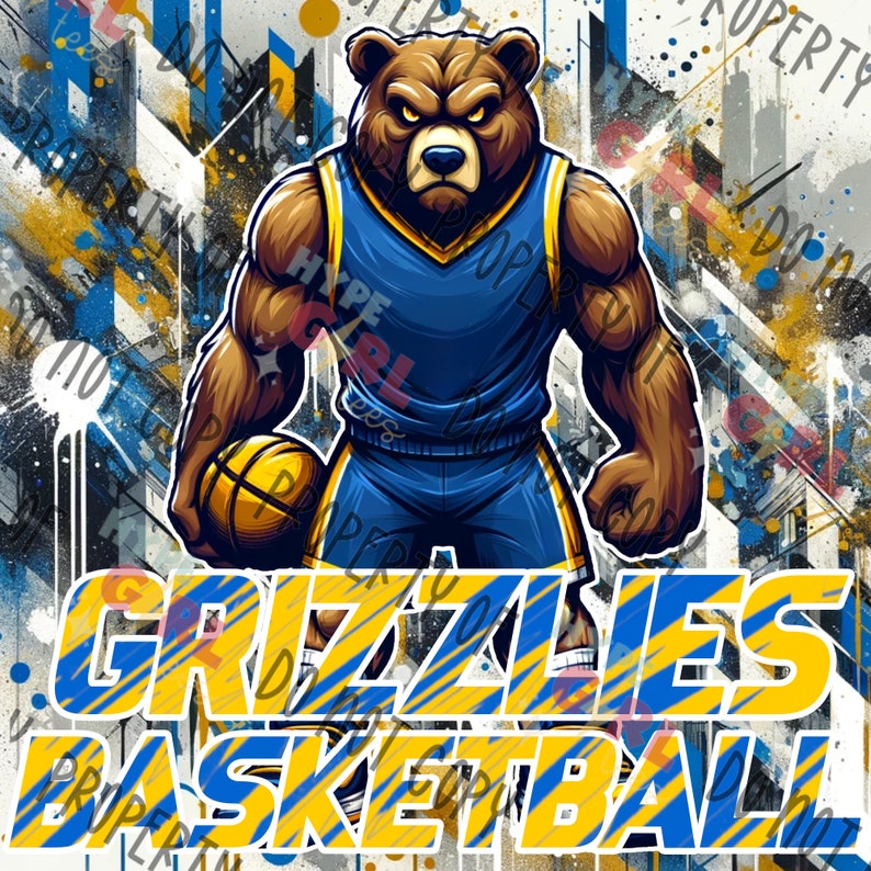 Bears / Grizzlies Basketball Mascot PNG, Digital File. Bears Logo. Blue ...