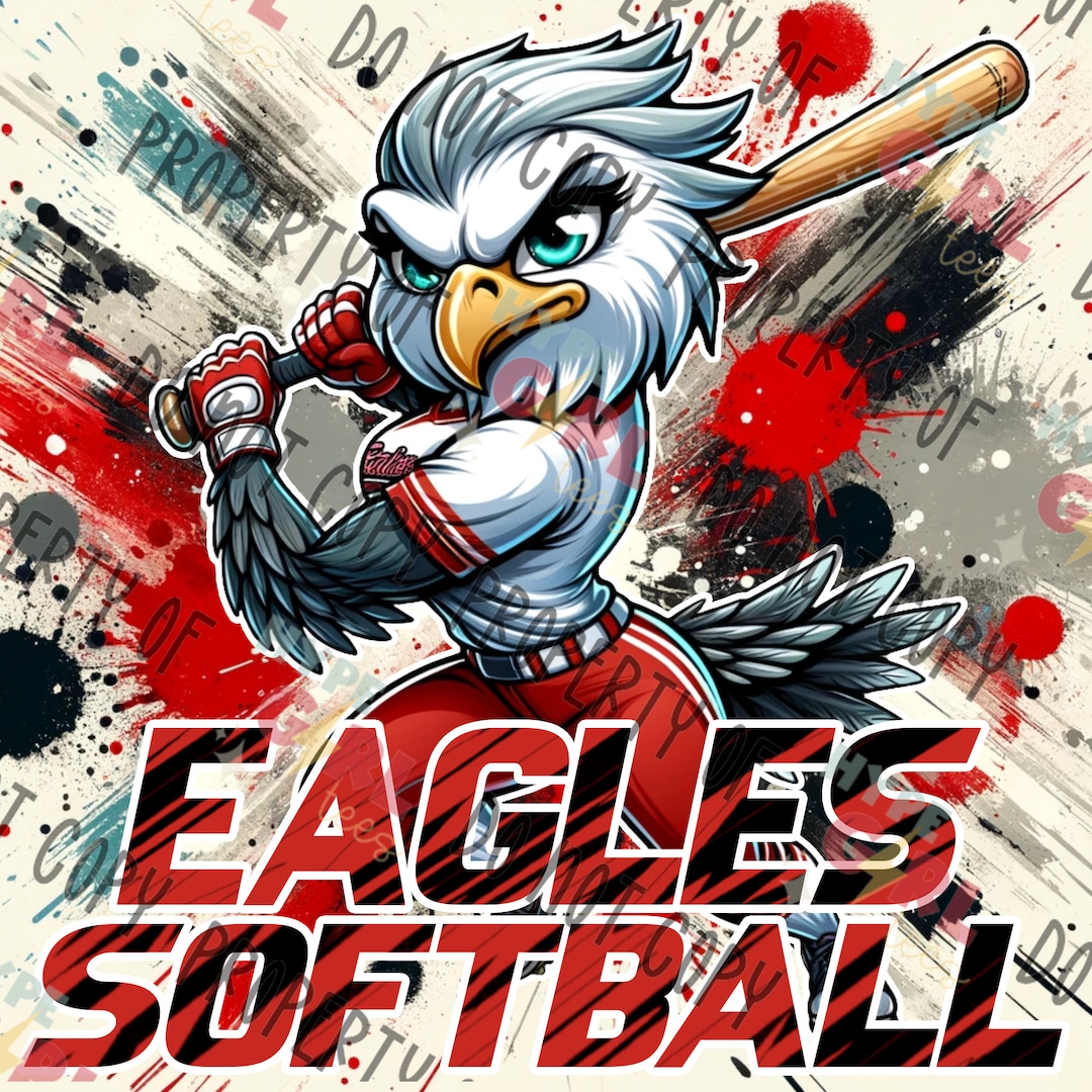Lady Eagles Softball Mascot PNG Digital File. Red & White Variant ...