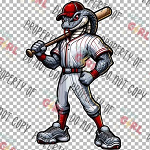 Snake Baseball Mascot PNG Digital File. Red & Gray Variant. OTHER ...