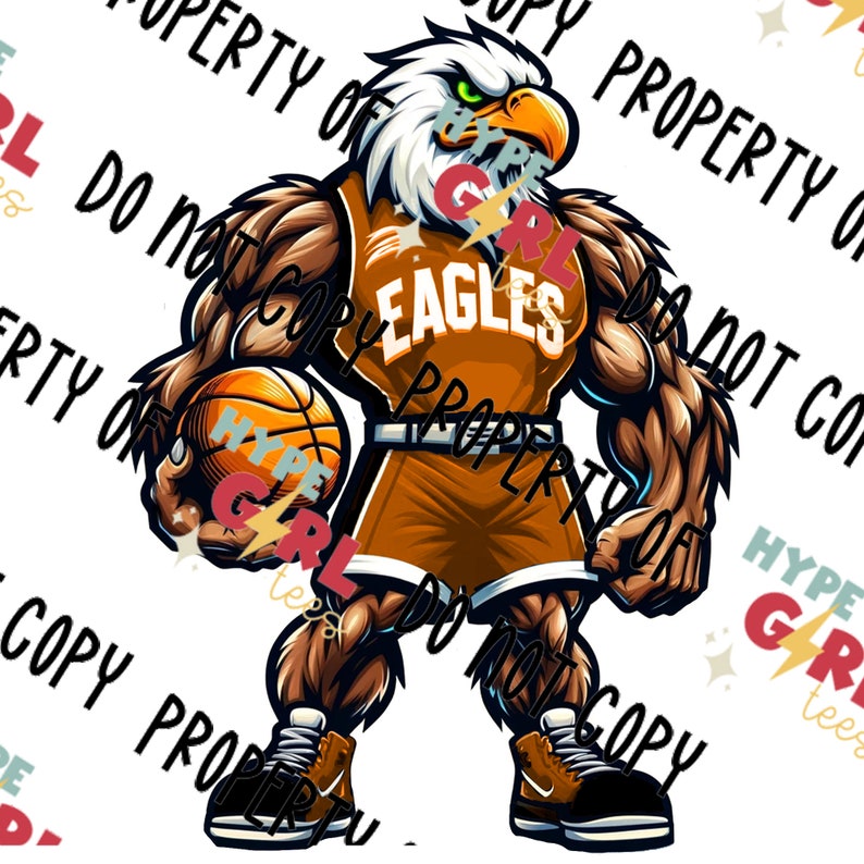 Eagles Basketball Mascot PNG Digital File Orange & Black - Etsy