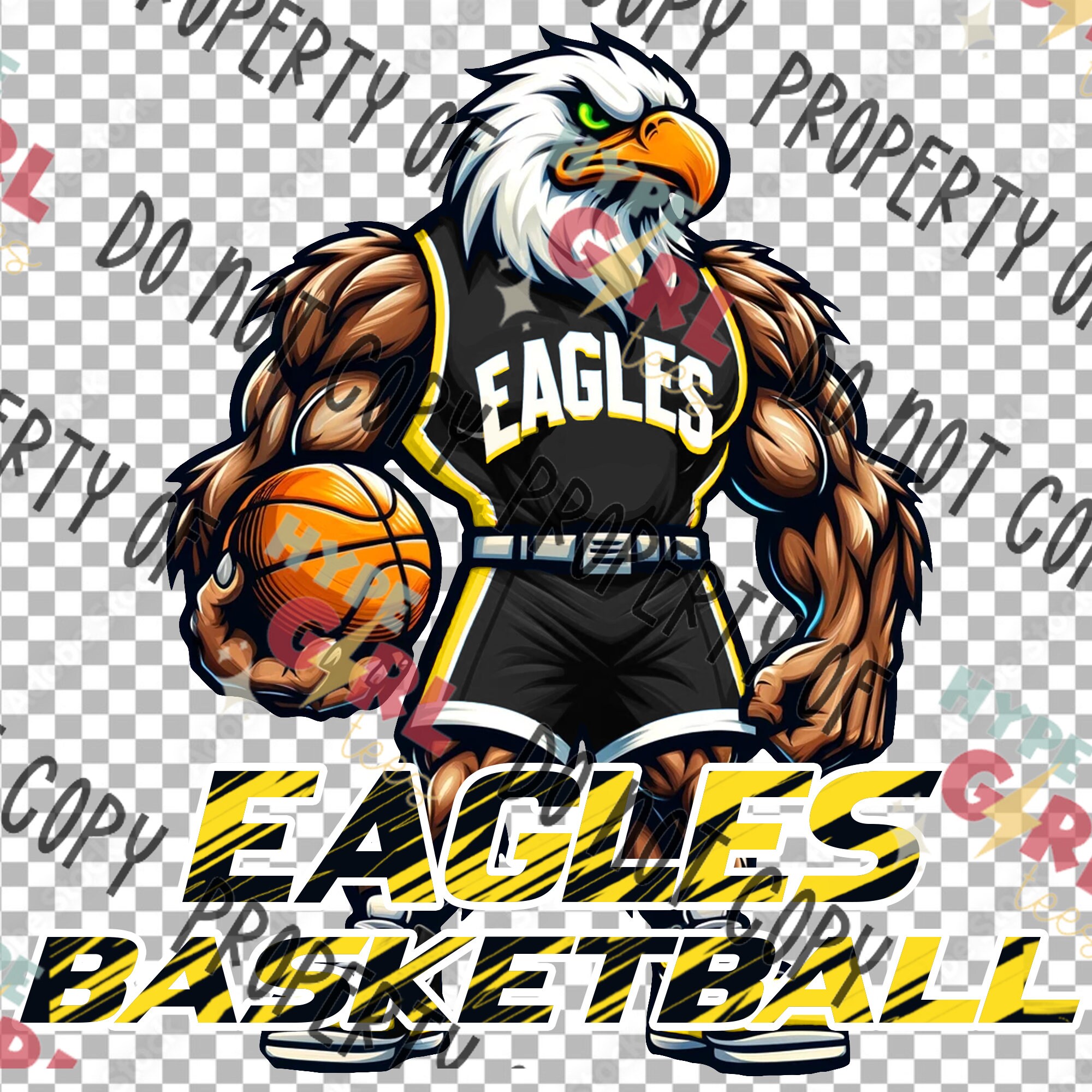 Eagles Basketball Mascot Digital File Black & Gold Variation. Other ...