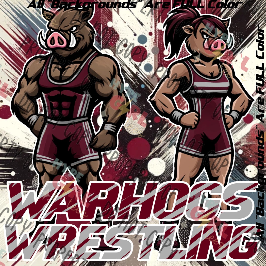 Boars / Hogs Wrestling Design PNG, Digital File. Maroon & Silver ...