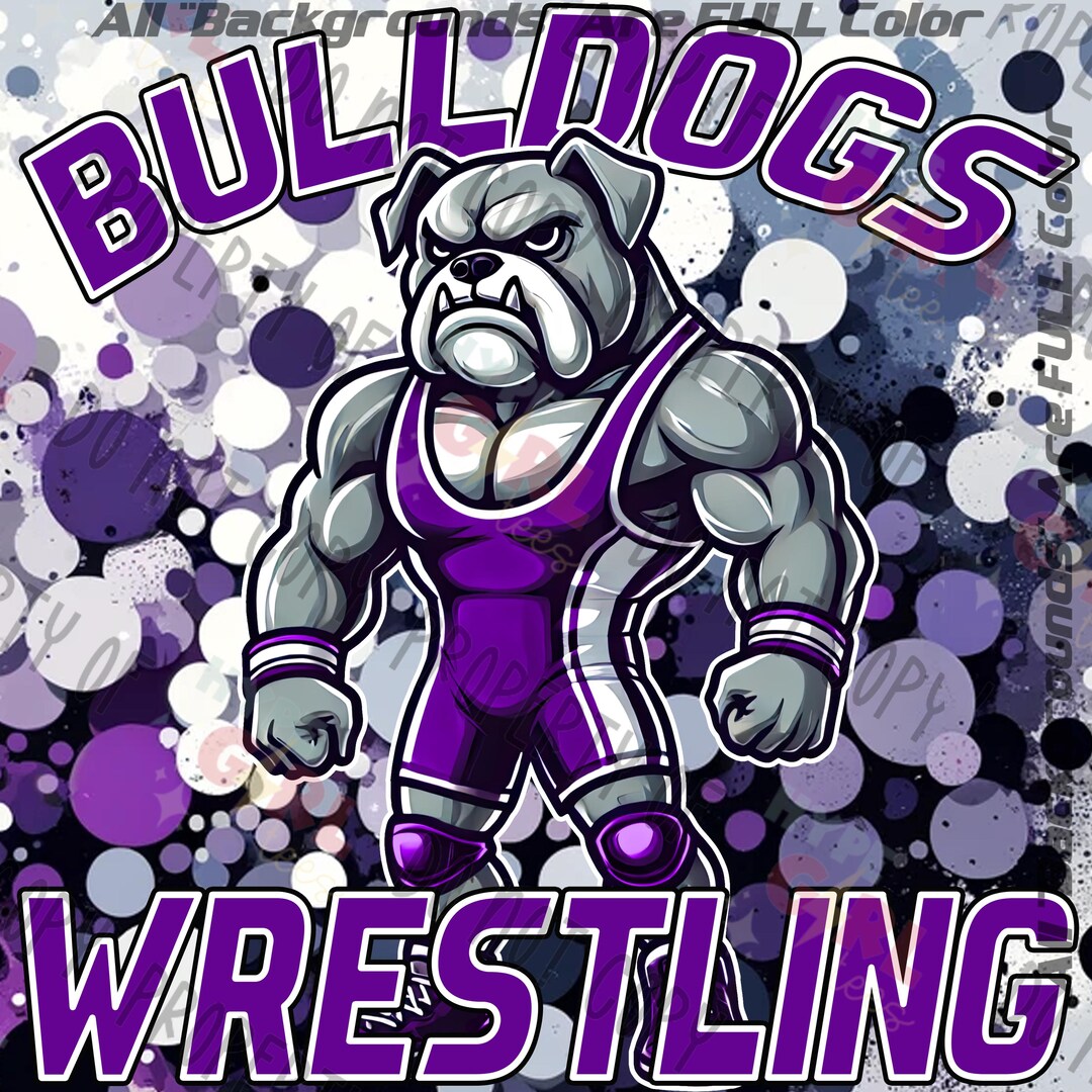 Bulldogs Wrestling Design Digital File, Purple & White Variation. Other ...