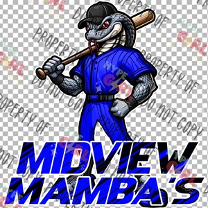 Snake Baseball Mascot PNG Digital File. Blue & Gray Variant. OTHER ...