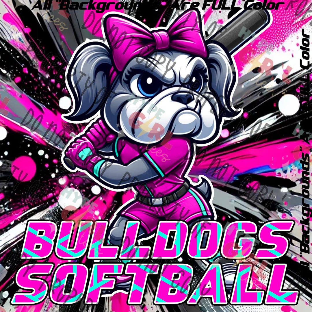Lady Bulldogs Softball Design PNG Digital File. Pink & Teal Version ...