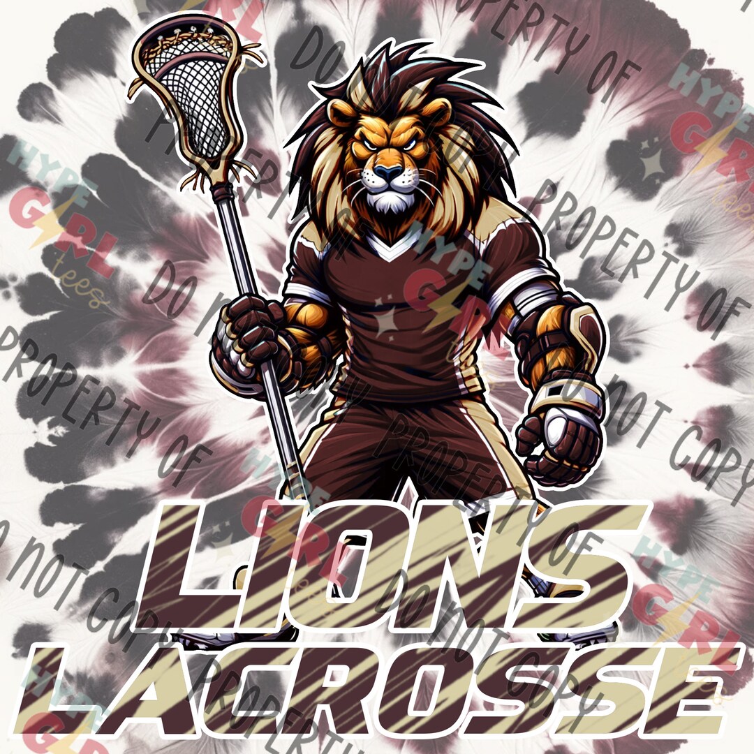 Lions Lacrosse Mascot Design PNG. Maroon & Vegas Gold Variation, Other ...