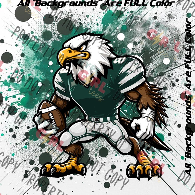 Eagles Football Mascot PNG Digital File. Green & White Variation. Other ...
