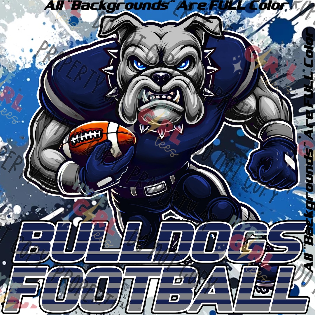 Bulldogs Football PNG Digital File. Navy & Grey Variation. Other Colors Available for Instant ...