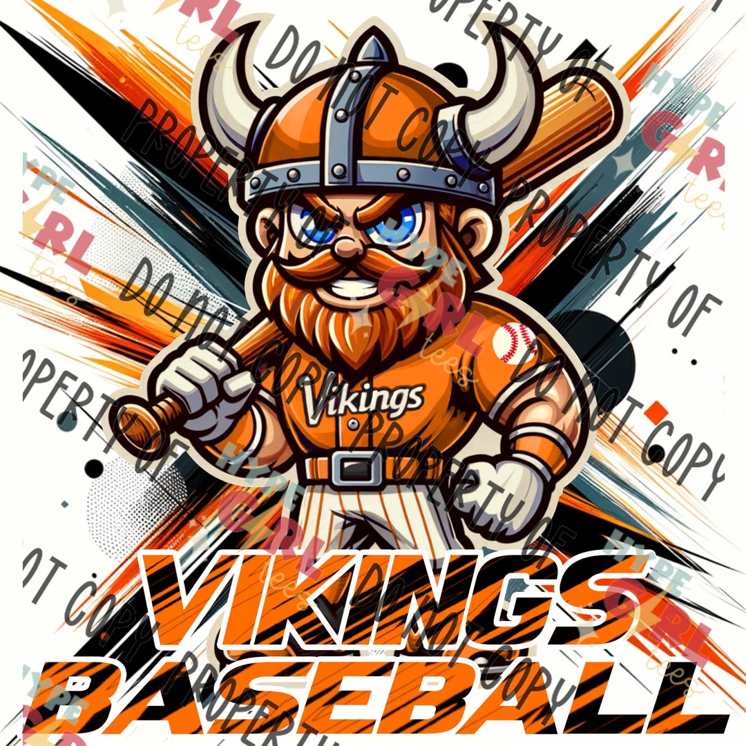 Vikings Baseball Mascot PNG Digital File. Orange & White Variation ...