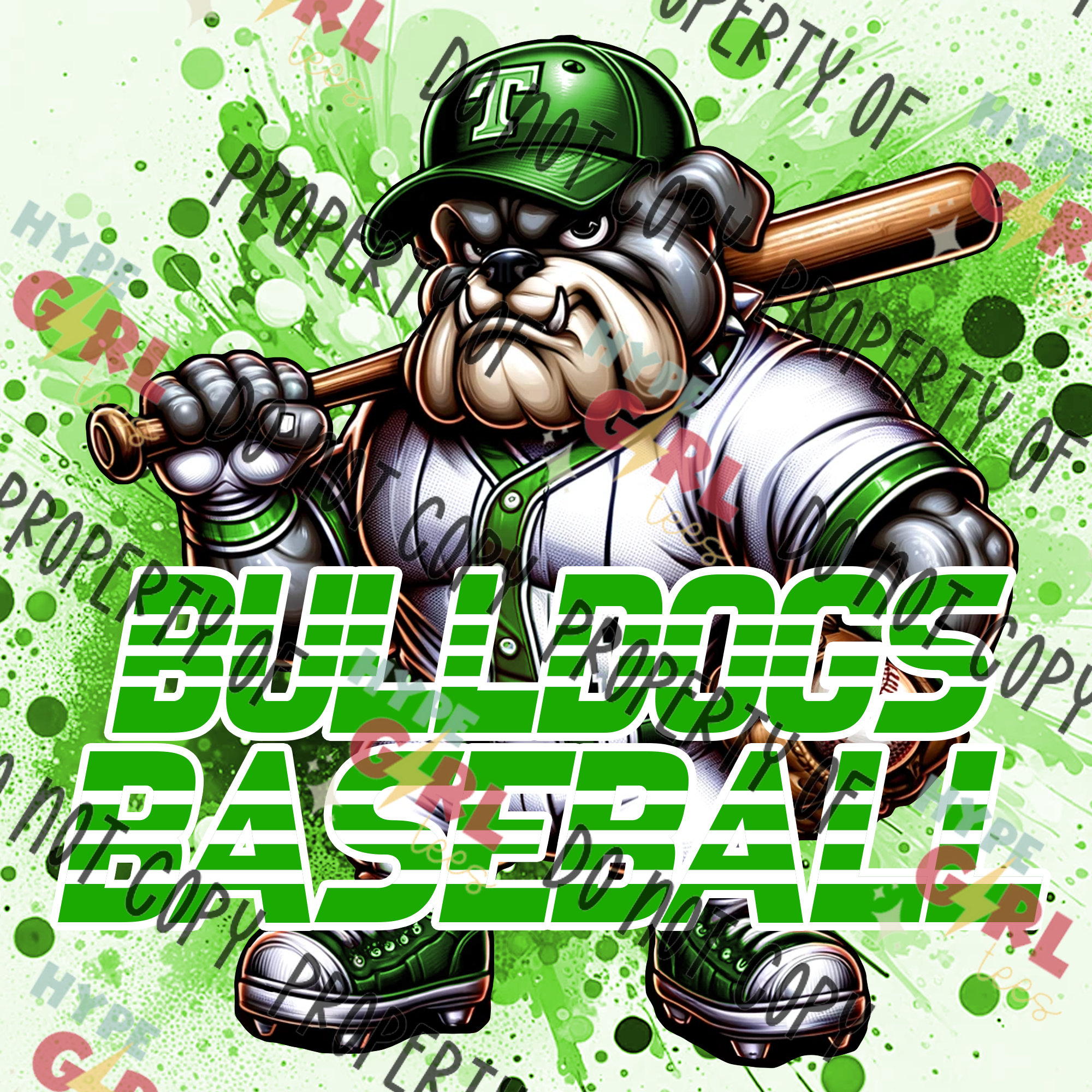 Bulldogs Baseball Mascot PNG Digital File. Green & White Other Colors ...