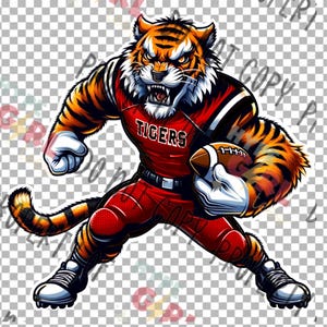 Tigers Football PNG Digital File. Red & Black Variation. Other Colors ...