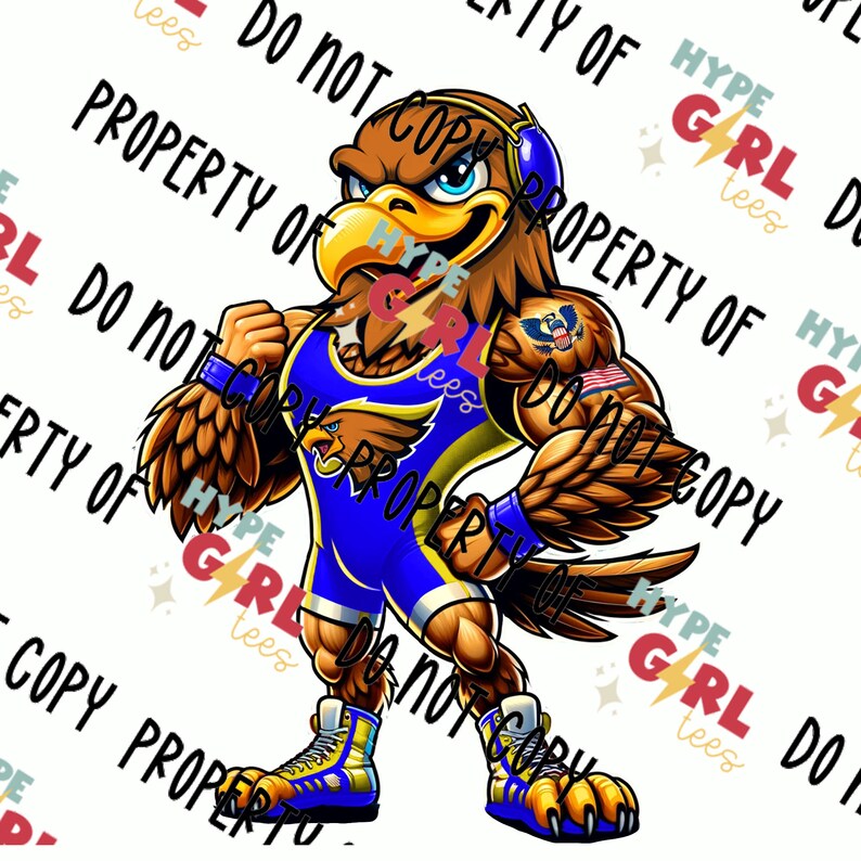 Hawks Wrestling Mascot PNG Digital File. Hawks Logo. Blue & - Etsy