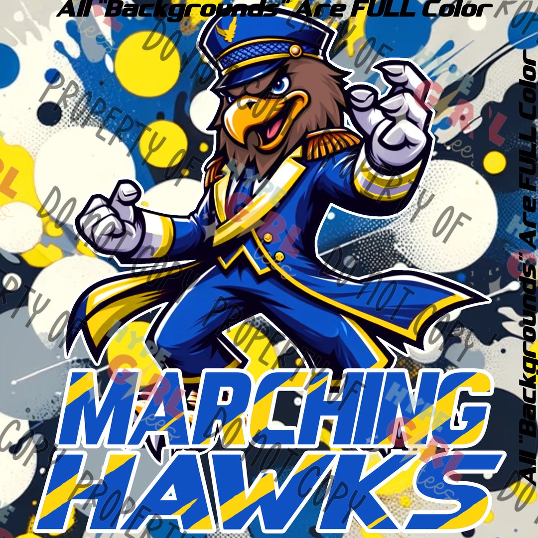 Hawks / Falcons Marching Band Mascot PNG Digital File. Blue & Gold ...