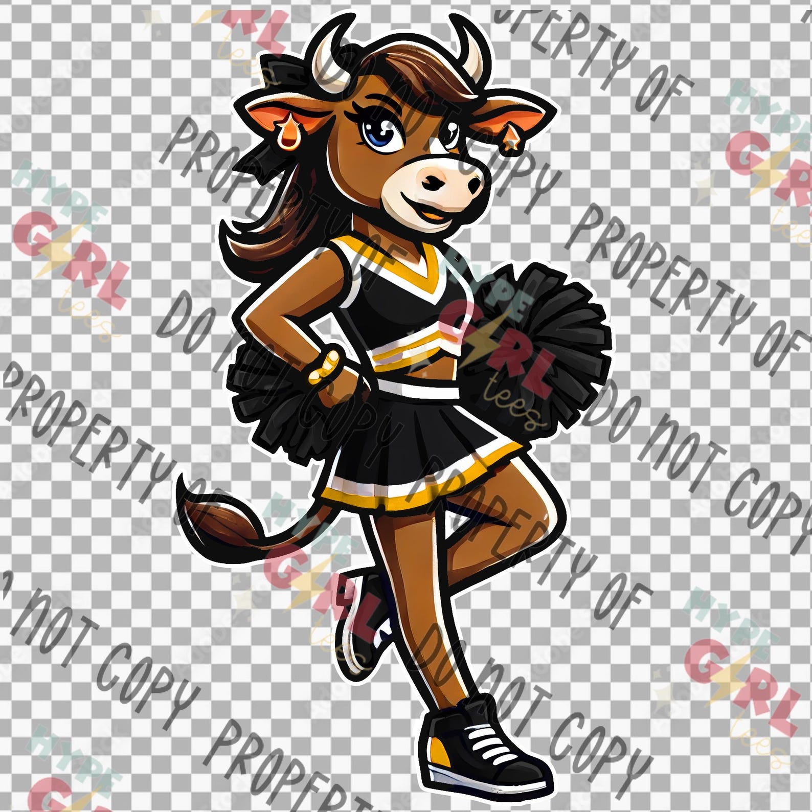 Steers Cheer Design PNG Digital File Instant Download. Black & Gold ...