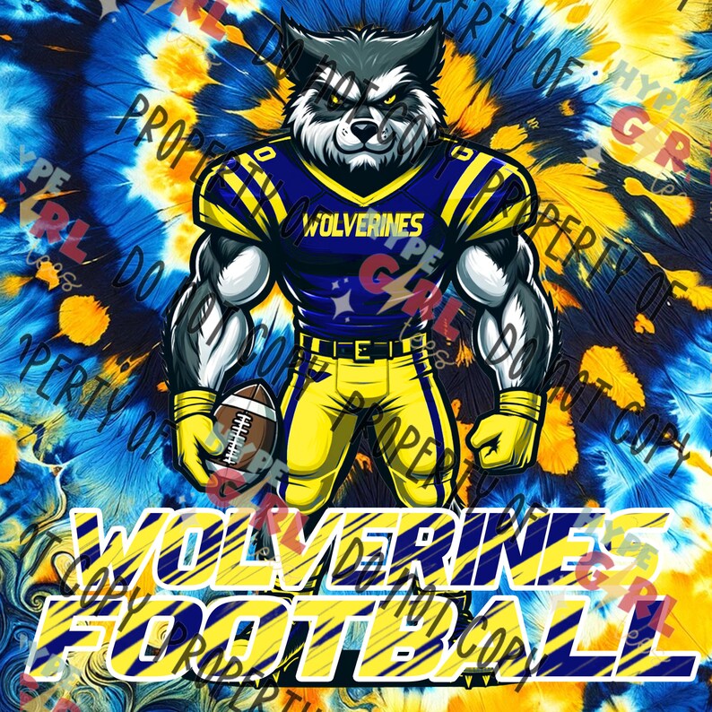 Wolverine Football PNG Digital File. Blue & Gold Variation. Other ...