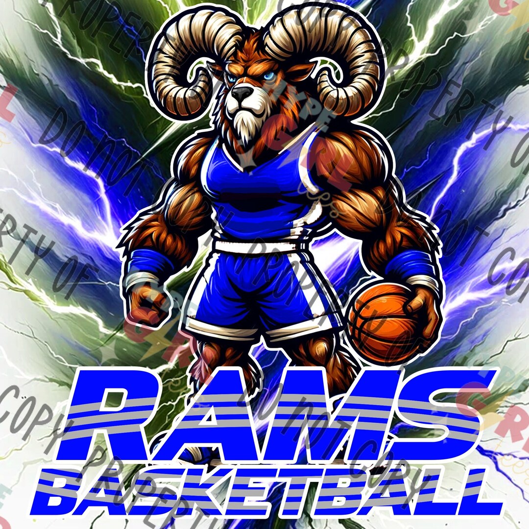 Rams Basketball Mascot PNG, Digital File. Rams Logo. Blue & White ...