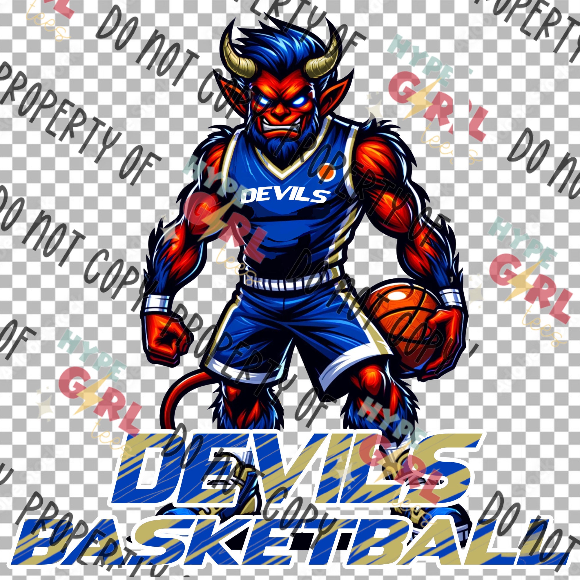 Devil Basketball Mascot Digital File Navy & Gold Variation. Other ...