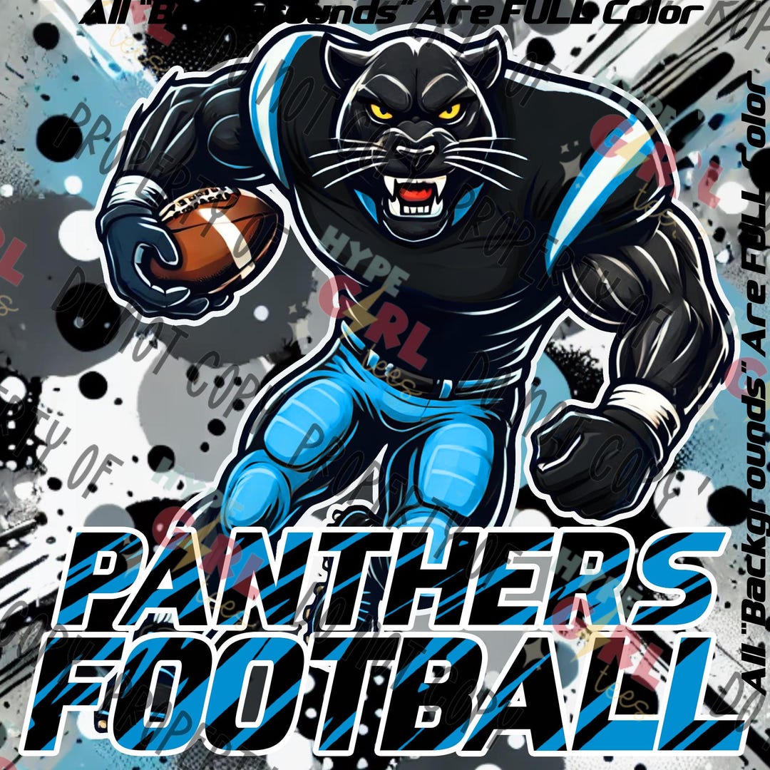 Panthers Football Design PNG Digital File. Black & Columbia Blue ...