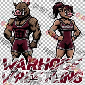 Boars / Hogs Wrestling Design PNG, Digital File. Maroon & Silver ...