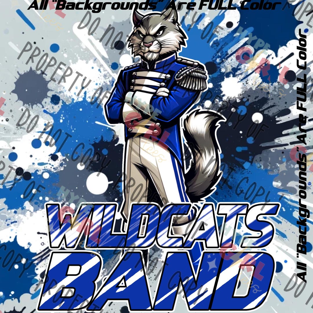 Wildcats Marching Band Mascot PNG Digital File. Blue & White Variant ...