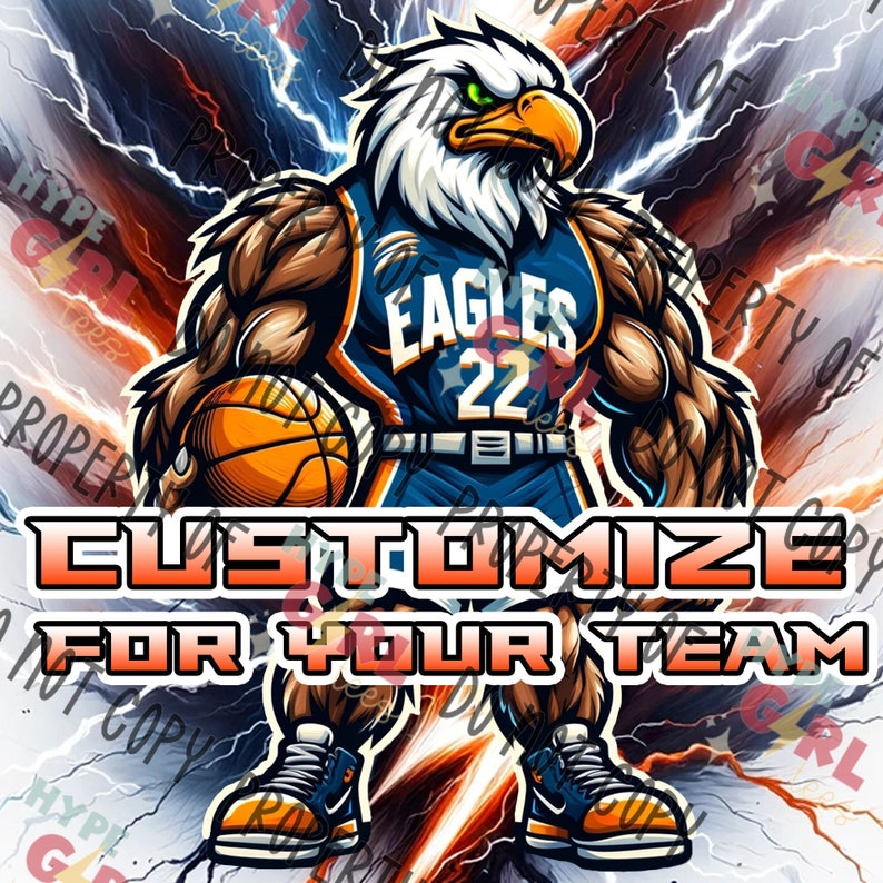 Eagles Basketball Mascot Digital File Blue & Orange. Other Colors ...