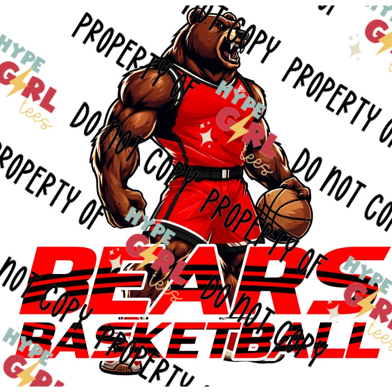 Bears Basketball Mascot PNG, Digital File. Bears Logo. Red & White ...
