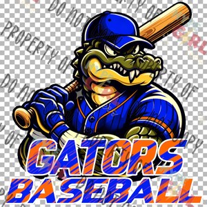 Gators Baseball / Softball Mascot PNG Digital File. Blue & Orange ...
