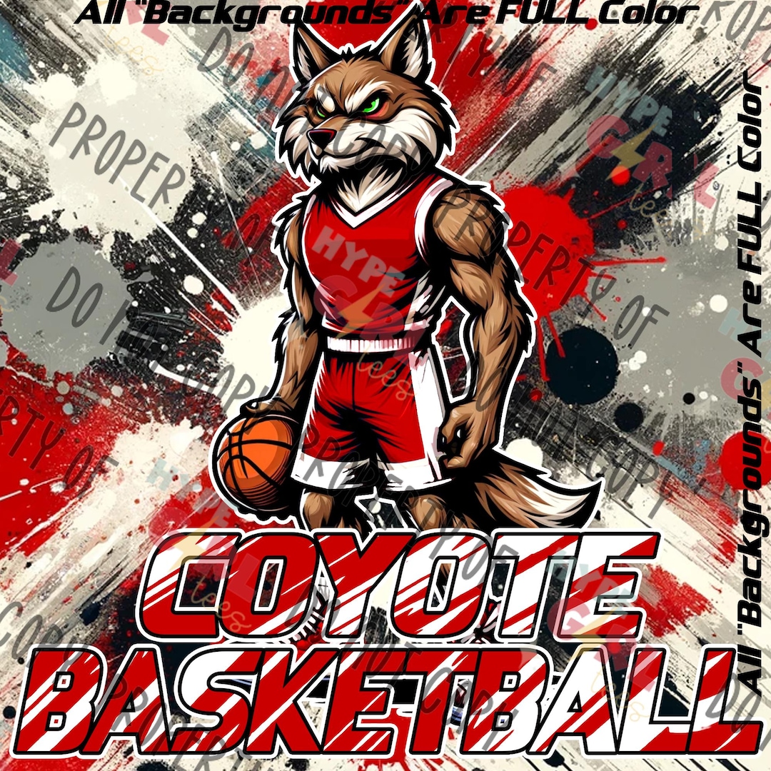 Coyotes Basketball Mascot Digital File Red & White Variation. Other ...