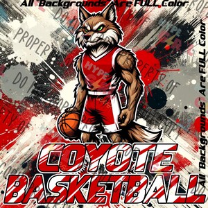 Coyotes Basketball Mascot Digital File Red & White Variation. Other ...