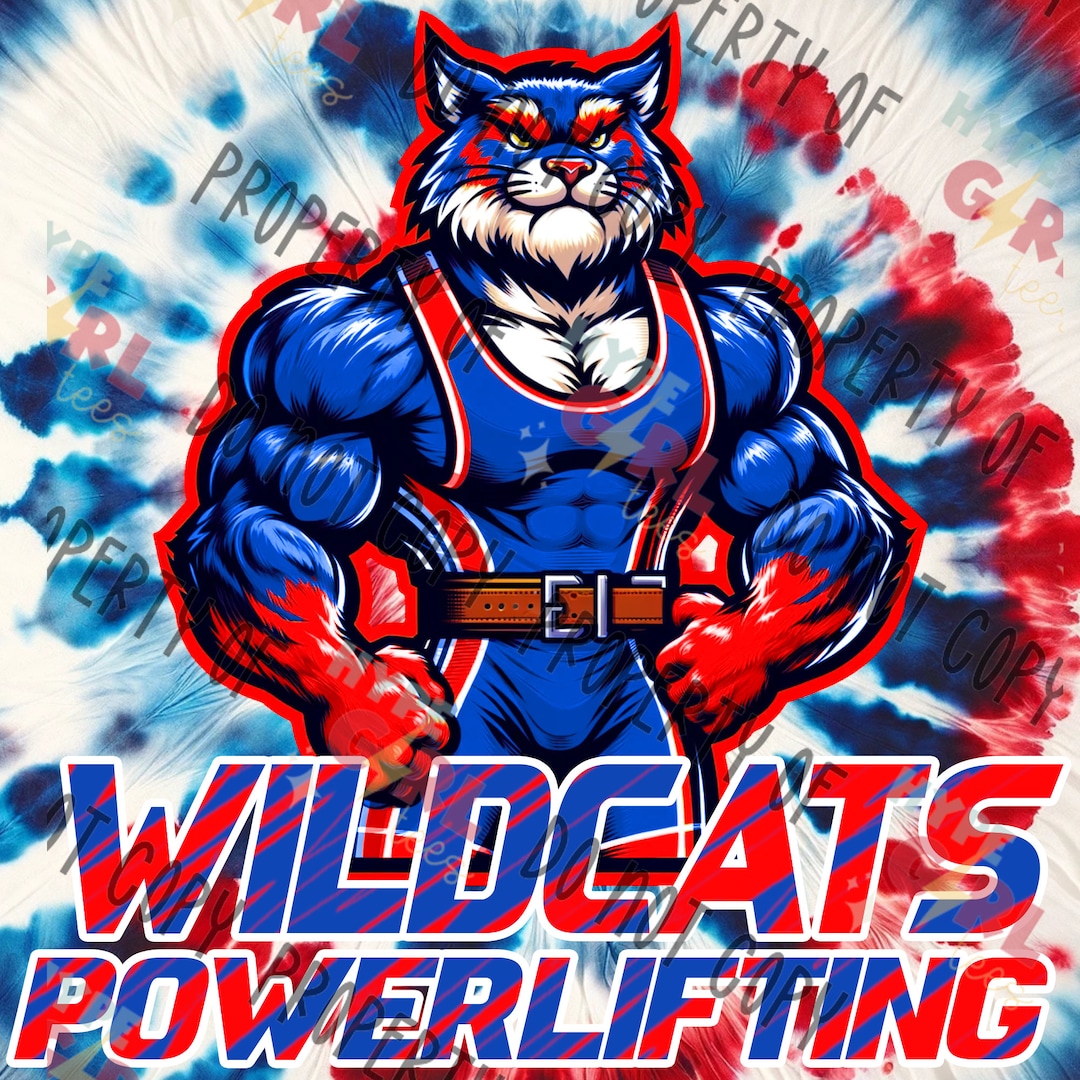 Wildcats Powerlifting Mascot PNG, Digital File. Blue & Red Variation ...