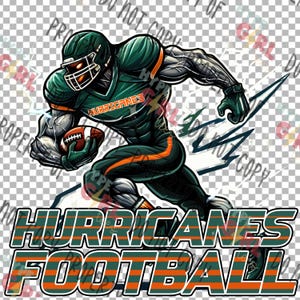 Hurricanes Football PNG Digital File. Green & Orange Variation. Other ...