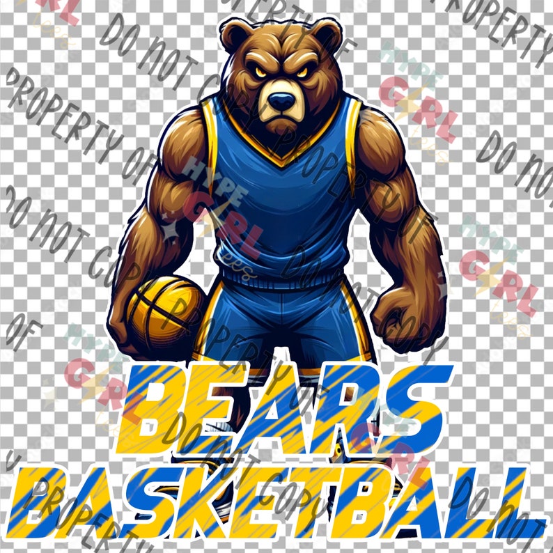 Bears / Grizzlies Basketball Mascot PNG, Digital File. Bears Logo. Blue ...