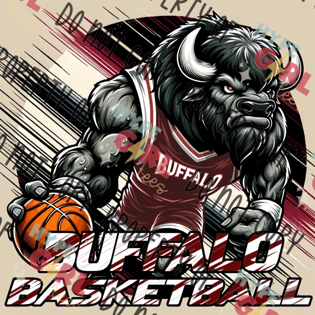 Buffalo Basketball Mascot PNG Digital File. Maroon & White Buffalo Logo ...
