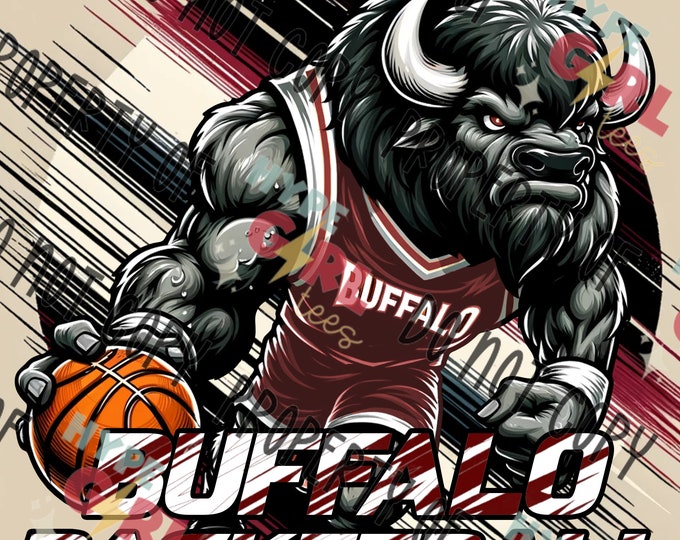 Buffalo Basketball Mascot PNG Digital File. Maroon & White Buffalo Logo ...