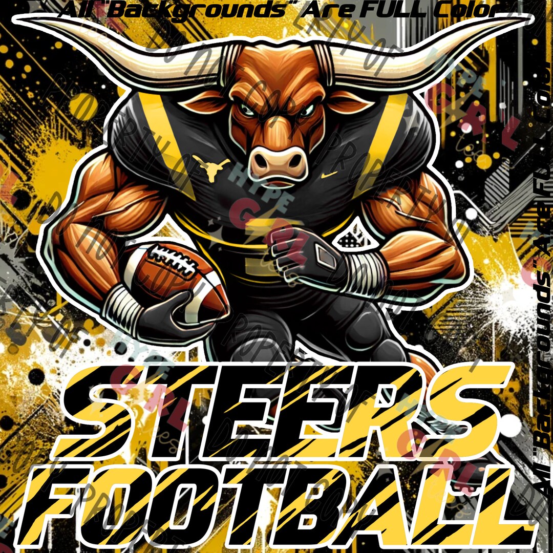 Steers / Longhorns / Bulls Football Design PNG Digital File. Maroon ...