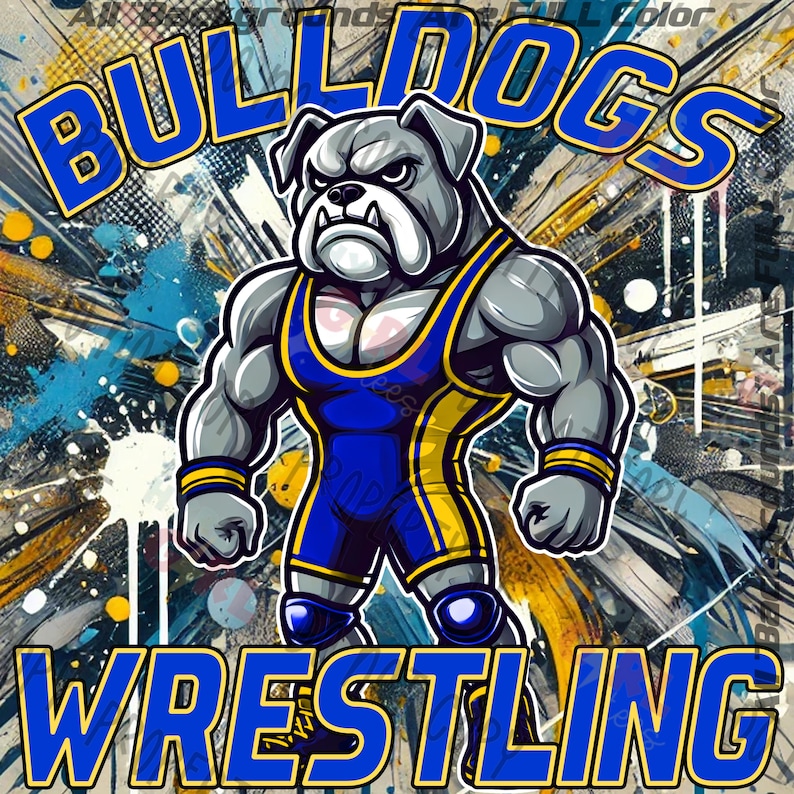 Bulldogs Wrestling Design Digital File, Blue & Gold Variation. Other ...