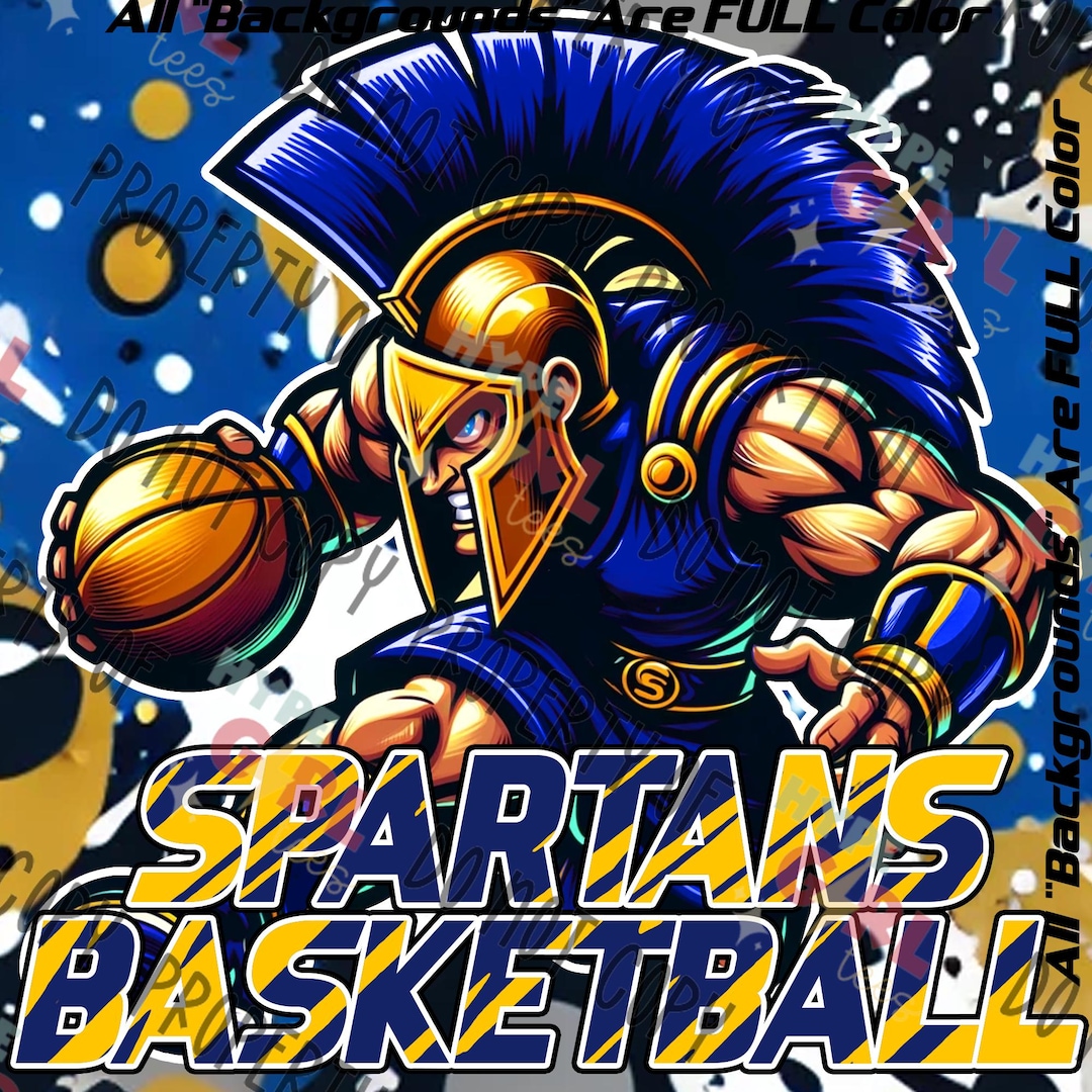 Spartans / Trojans Basketball PNG, Digital File. Blue & Gold Variation ...