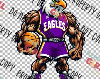Eagles Basketball Mascot Digital File Purple Gold Variation. Other Colors Available Eagles Logo. Customize for Your Team or School. Etsy