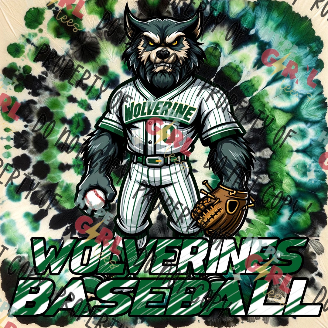 Wolverine Baseball Mascot PNG Digital File. Green & White Variant ...