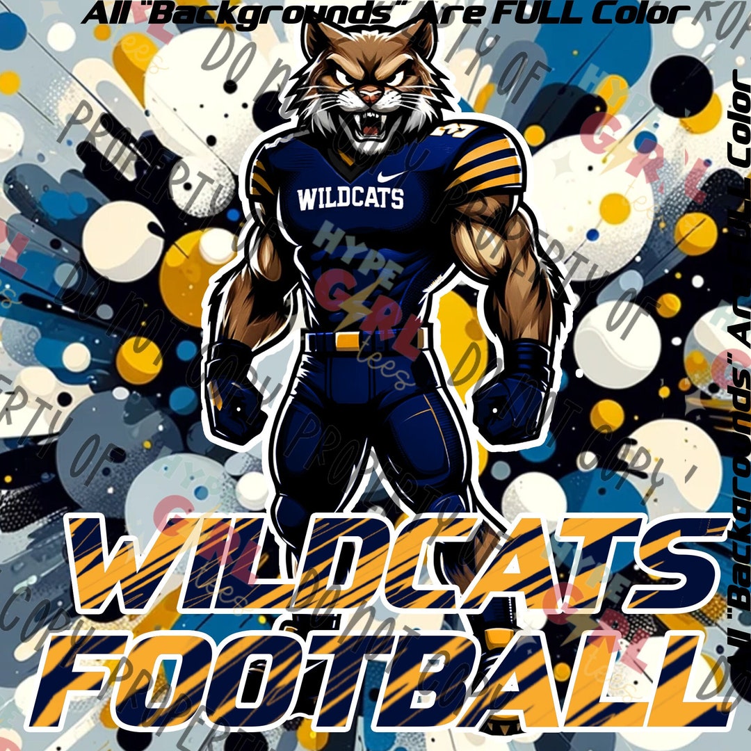 Wildcats Football PNG Digital File. Navy & Gold Variation. Other Colors ...