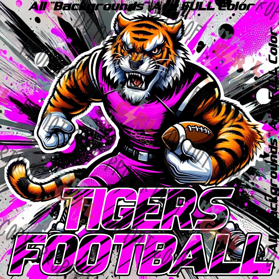 Tigers Football Breast Cancer Awareness Design PNG. Pink Out Variation ...